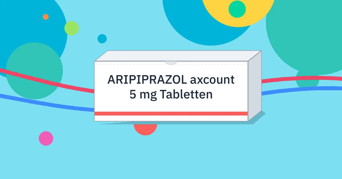 Symbolbild: Packung mit der Aufschrift ARIPIPRAZOL axcount 5 mg Tabletten (PZN 17829636) – Verfügbarkeit und Bezug in Apotheken in Frankfurt am Main