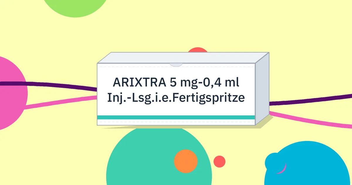 Symbolbild: Packung mit der Aufschrift ARIXTRA 5 mg-0,4 ml Inj.-Lsg.i.e.Fertigspritze (PZN 04191818) – Verfügbarkeit und Bezug in Apotheken in Frankfurt am Main