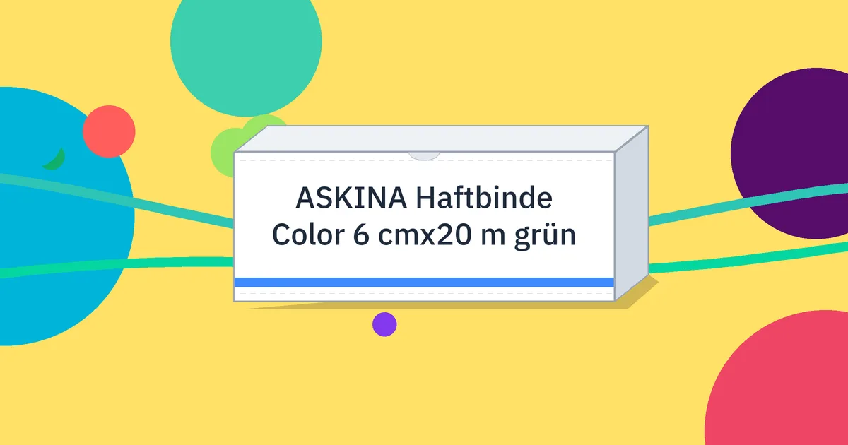 Symbolbild: Packung mit der Aufschrift ASKINA Haftbinde Color 6 cmx20 m grün (PZN 00630793) – Verfügbarkeit und Bezug in Apotheken in Frankfurt am Main