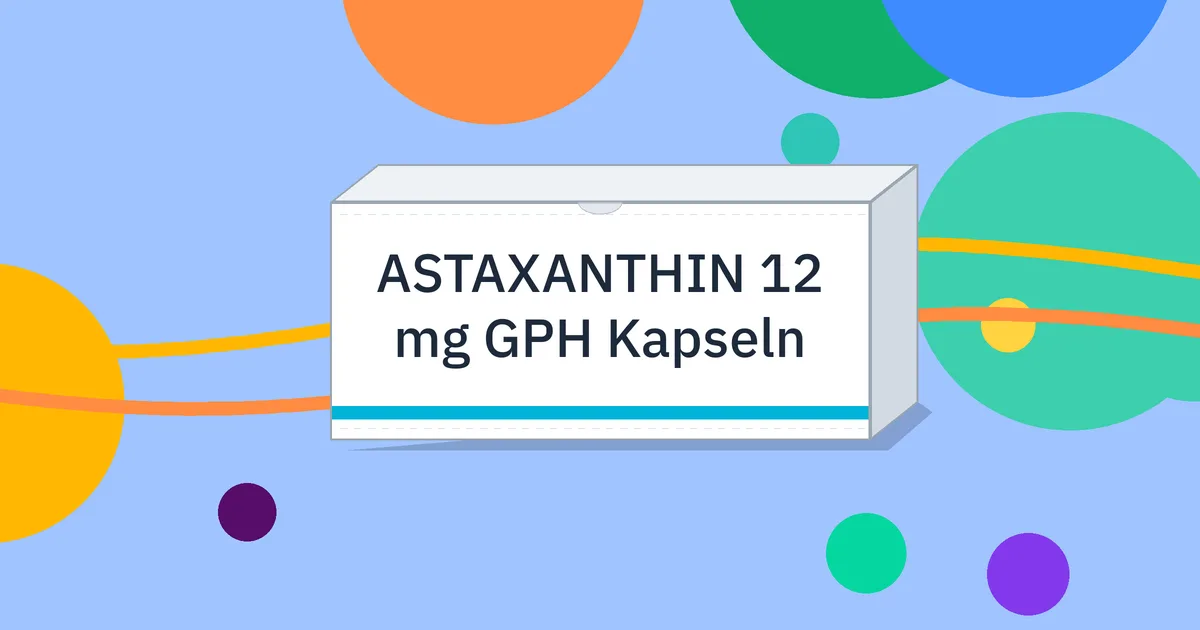 Symbolbild: Packung mit der Aufschrift ASTAXANTHIN 12 mg GPH Kapseln (PZN 16514876) – Verfügbarkeit und Bezug in Apotheken in Frankfurt am Main