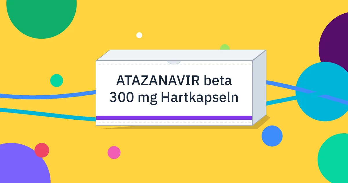 Symbolbild: Packung mit der Aufschrift ATAZANAVIR beta 300 mg Hartkapseln (PZN 14331025) – Verfügbarkeit und Bezug in Apotheken in Frankfurt am Main