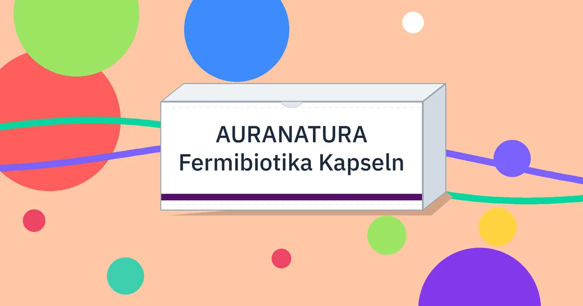 Symbolbild: Packung mit der Aufschrift AURANATURA Fermibiotika Kapseln (PZN 17878853) – Verfügbarkeit und Bezug in Apotheken in Frankfurt am Main