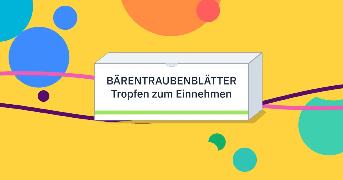 Symbolbild: Packung mit der Aufschrift BÄRENTRAUBENBLÄTTER Tropfen zum Einnehmen (PZN 11601843) – Verfügbarkeit und Bezug in Apotheken in Frankfurt am Main