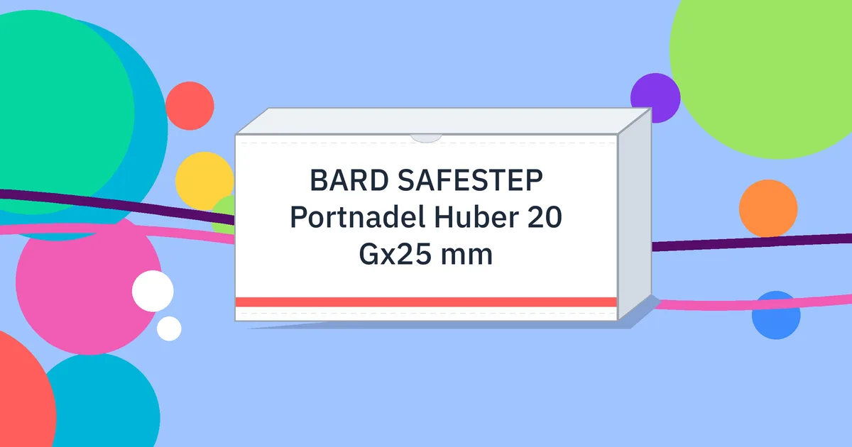 Symbolbild: Packung mit der Aufschrift BARD SAFESTEP Portnadel Huber 20 Gx25 mm (PZN 17296192) – Verfügbarkeit und Bezug in Apotheken in Frankfurt am Main