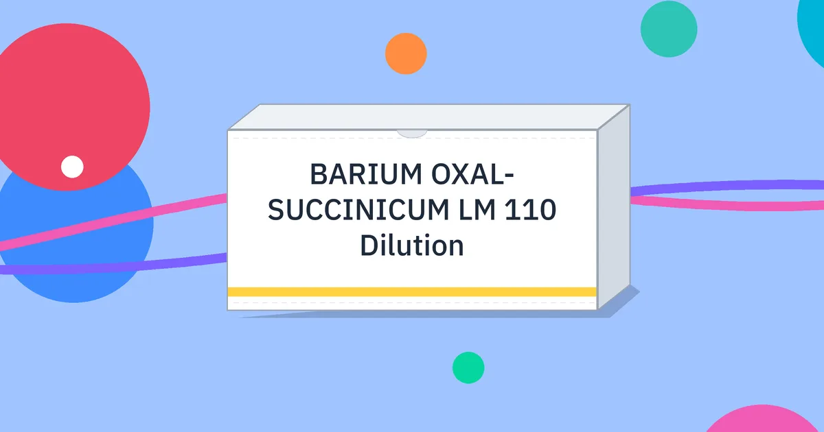 Symbolbild: Packung mit der Aufschrift BARIUM OXAL-SUCCINICUM LM 110 Dilution (PZN 13378987) – Verfügbarkeit und Bezug in Apotheken in Frankfurt am Main