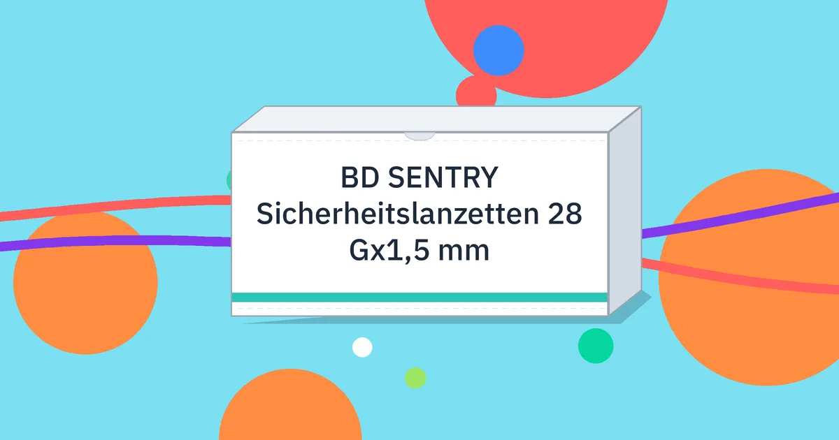 Symbolbild: Packung mit der Aufschrift BD SENTRY Sicherheitslanzetten 28 Gx1,5 mm (PZN 04948374) – Verfügbarkeit und Bezug in Apotheken in Frankfurt am Main
