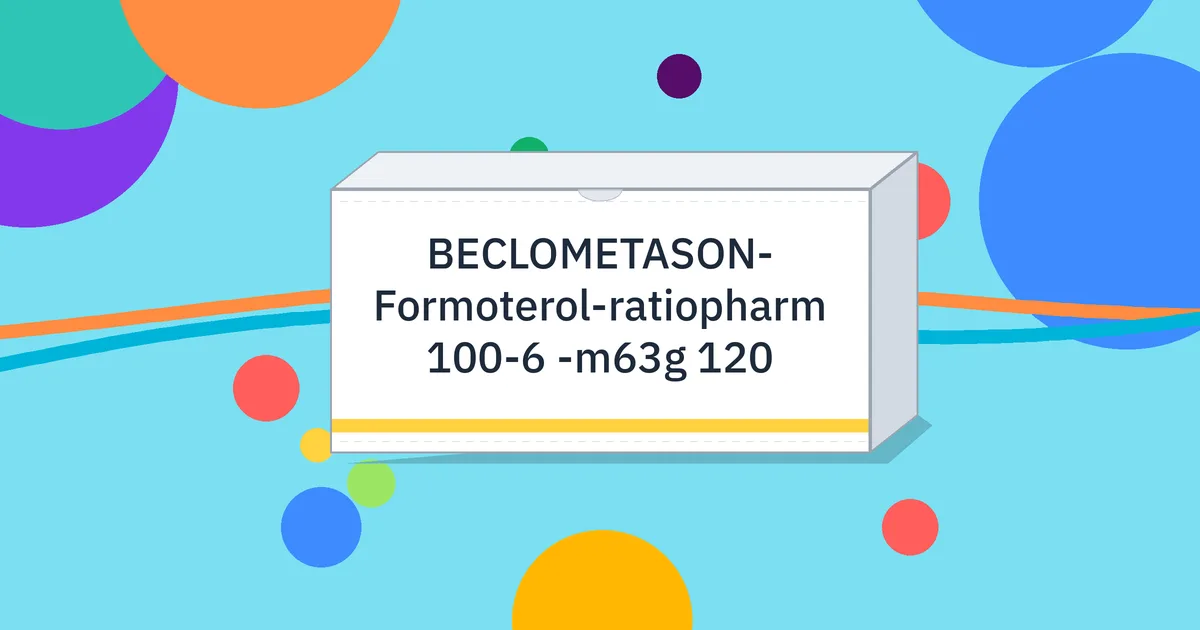 Symbolbild: Packung mit der Aufschrift BECLOMETASON-Formoterol-ratiopharm 100-6 -m63g 120 (PZN 19275076) – Verfügbarkeit und Bezug in Apotheken in Frankfurt am Main