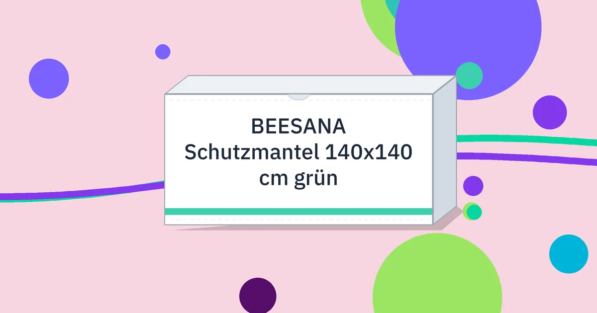 Symbolbild: Packung mit der Aufschrift BEESANA Schutzmantel 140x140 cm grün (PZN 09747462) – Verfügbarkeit und Bezug in Apotheken in Frankfurt am Main