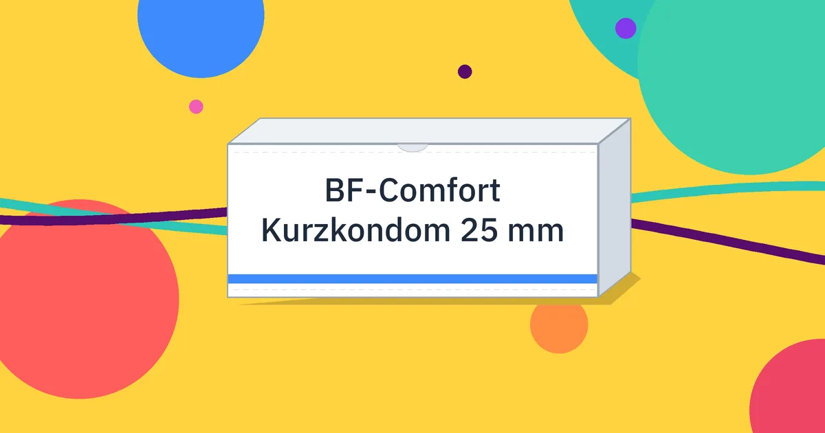 Symbolbild: Packung mit der Aufschrift BF-Comfort Kurzkondom 25 mm (PZN 07373773) – Verfügbarkeit und Bezug in Apotheken in Frankfurt am Main