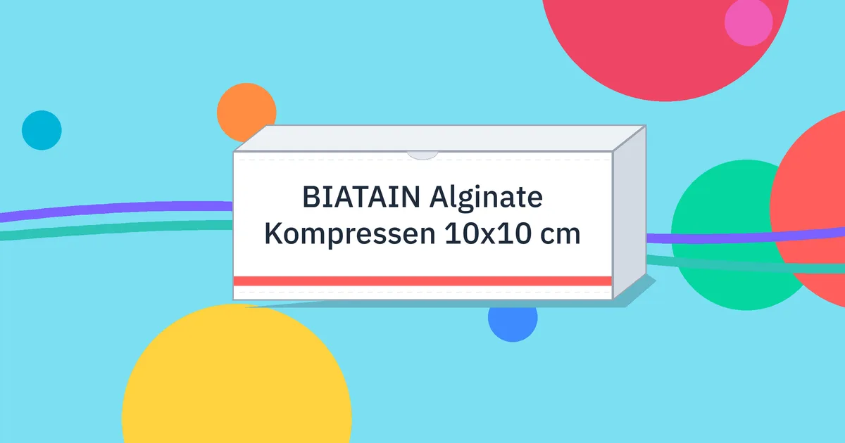 Symbolbild: Packung mit der Aufschrift BIATAIN Alginate Kompressen 10x10 cm (PZN 11117188) – Verfügbarkeit und Bezug in Apotheken in Frankfurt am Main