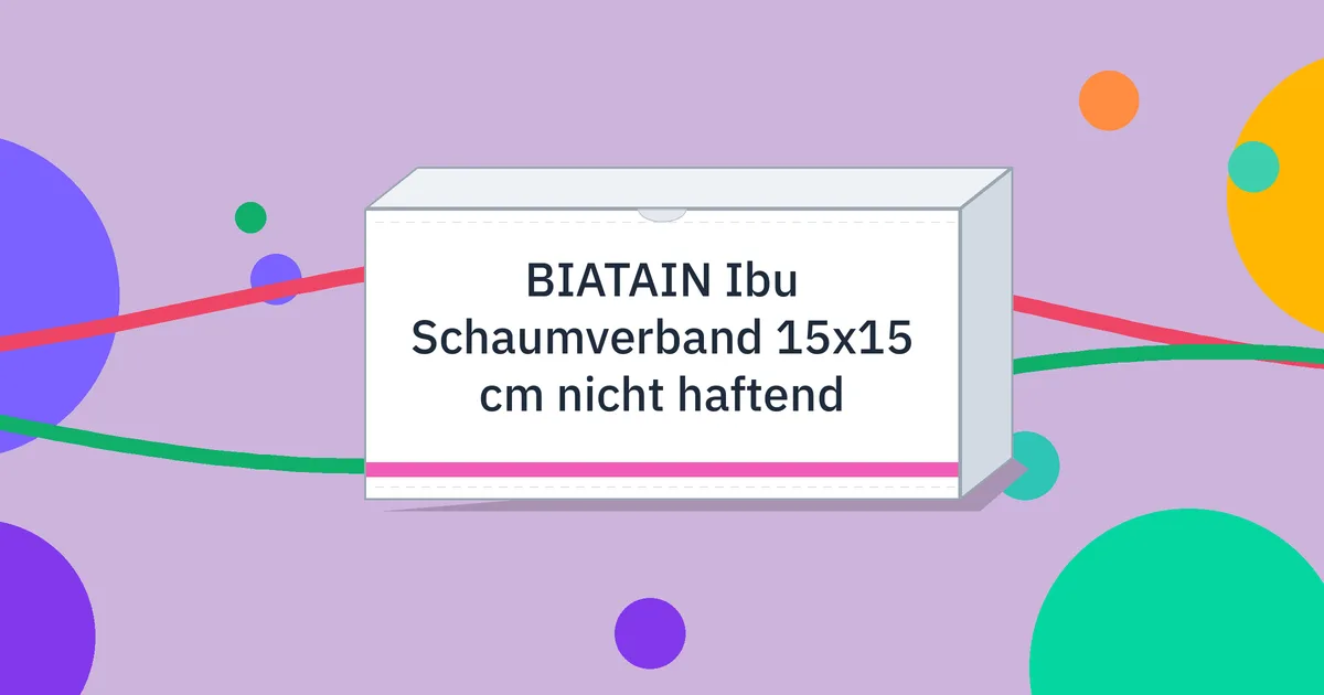 Symbolbild: Packung mit der Aufschrift BIATAIN Ibu Schaumverband 15x15 cm nicht haftend (PZN 19474628) – Verfügbarkeit und Bezug in Apotheken in Frankfurt am Main