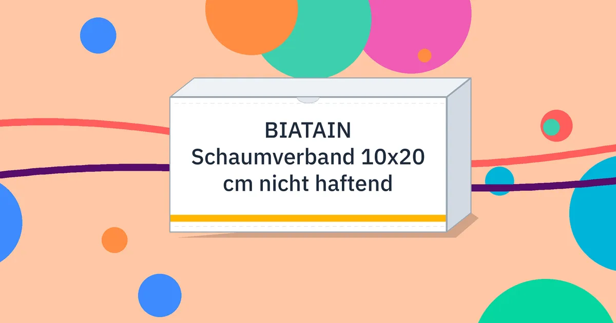 Symbolbild: Packung mit der Aufschrift BIATAIN Schaumverband 10x20 cm nicht haftend (PZN 18263071) – Verfügbarkeit und Bezug in Apotheken in Frankfurt am Main