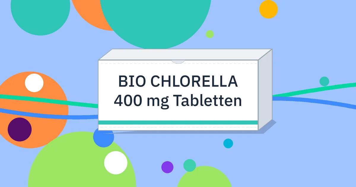 Symbolbild: Packung mit der Aufschrift BIO CHLORELLA 400 mg Tabletten (PZN 09463581) – Verfügbarkeit und Bezug in Apotheken in Frankfurt am Main