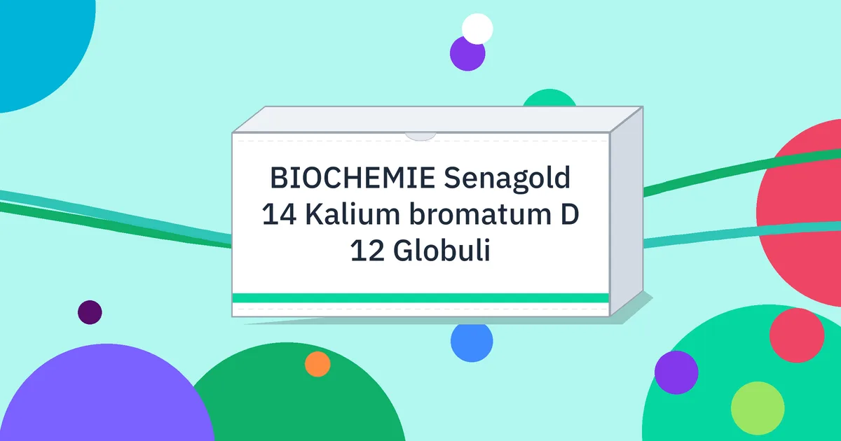 Symbolbild: Packung mit der Aufschrift BIOCHEMIE Senagold 14 Kalium bromatum D 12 Globuli (PZN 09214702) – Verfügbarkeit und Bezug in Apotheken in Frankfurt am Main