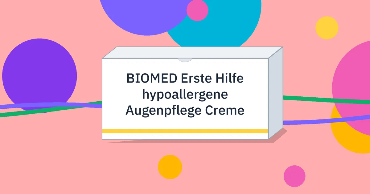 Symbolbild: Packung mit der Aufschrift BIOMED Erste Hilfe hypoallergene Augenpflege Creme (PZN 09075755) – Verfügbarkeit und Bezug in Apotheken in Frankfurt am Main