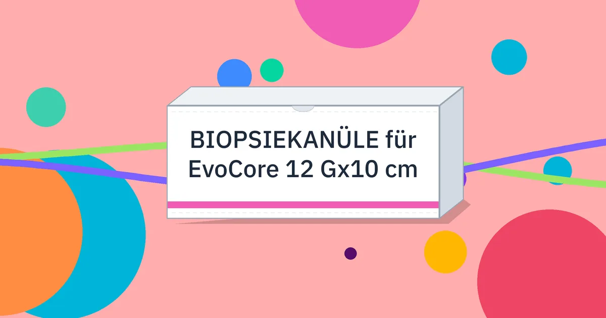 Symbolbild: Packung mit der Aufschrift BIOPSIEKANÜLE für EvoCore 12 Gx10 cm (PZN 11058994) – Verfügbarkeit und Bezug in Apotheken in Frankfurt am Main