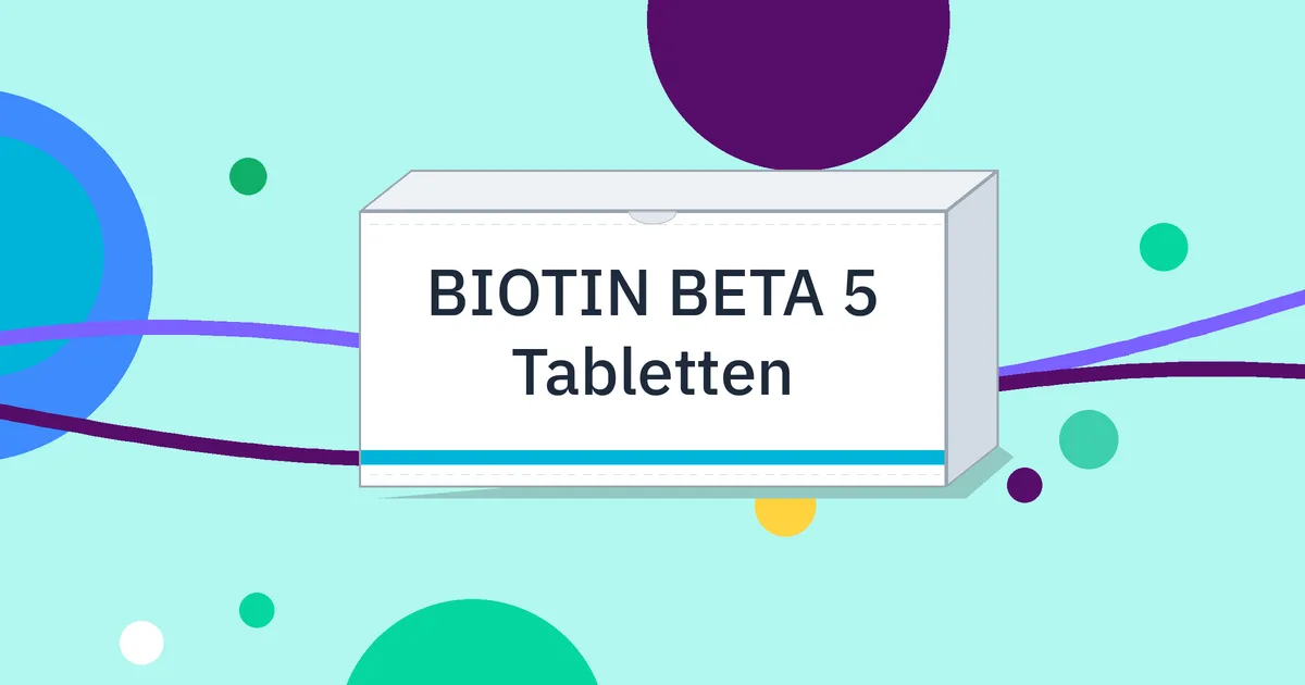 Symbolbild: Packung mit der Aufschrift BIOTIN BETA 5 Tabletten (PZN 13846218) – Verfügbarkeit und Bezug in Apotheken in Frankfurt am Main