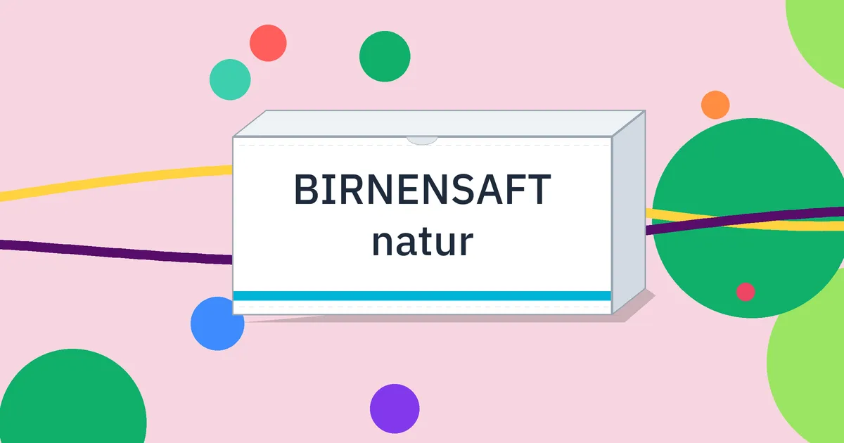 Symbolbild: Packung mit der Aufschrift BIRNENSAFT natur (PZN 07239796) – Verfügbarkeit und Bezug in Apotheken in Frankfurt am Main
