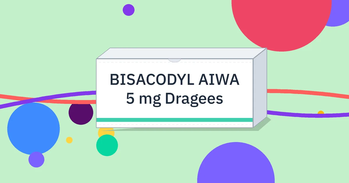 Symbolbild: Packung mit der Aufschrift BISACODYL AIWA 5 mg Dragees (PZN 14160351) – Verfügbarkeit und Bezug in Apotheken in Frankfurt am Main