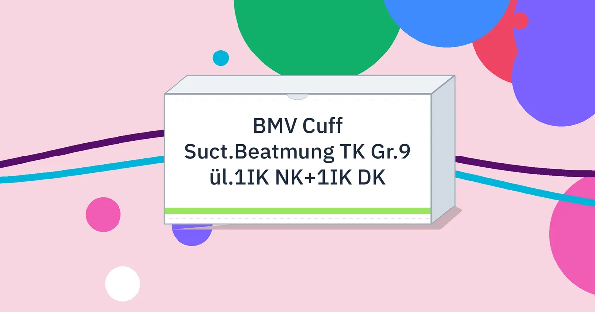 Symbolbild: Packung mit der Aufschrift BMV Cuff Suct.Beatmung TK Gr.9 ül.1IK NK+1IK DK (PZN 18383214) – Verfügbarkeit und Bezug in Apotheken in Frankfurt am Main