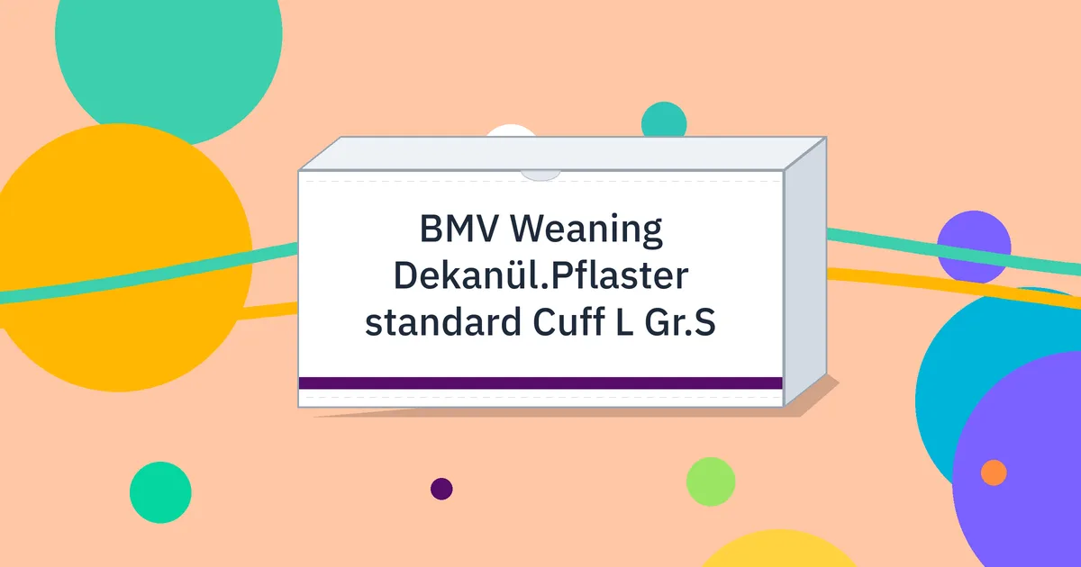 Symbolbild: Packung mit der Aufschrift BMV Weaning Dekanül.Pflaster standard Cuff L Gr.S (PZN 16608548) – Verfügbarkeit und Bezug in Apotheken in Frankfurt am Main