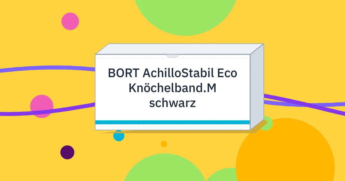 Symbolbild: Packung mit der Aufschrift BORT AchilloStabil Eco Knöchelband.M schwarz (PZN 02728154) – Verfügbarkeit und Bezug in Apotheken in Frankfurt am Main
