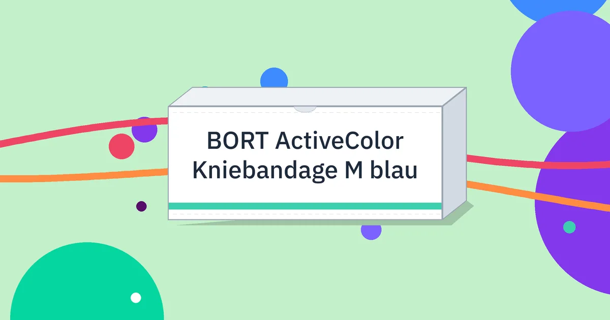 Symbolbild: Packung mit der Aufschrift BORT ActiveColor Kniebandage M blau (PZN 06914646) – Verfügbarkeit und Bezug in Apotheken in Frankfurt am Main
