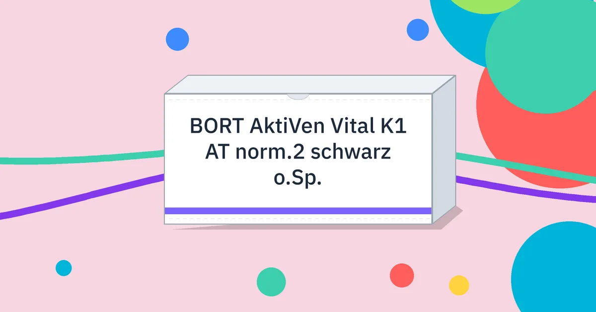 Symbolbild: Packung mit der Aufschrift BORT AktiVen Vital K1 AT norm.2 schwarz o.Sp. (PZN 13739646) – Verfügbarkeit und Bezug in Apotheken in Frankfurt am Main