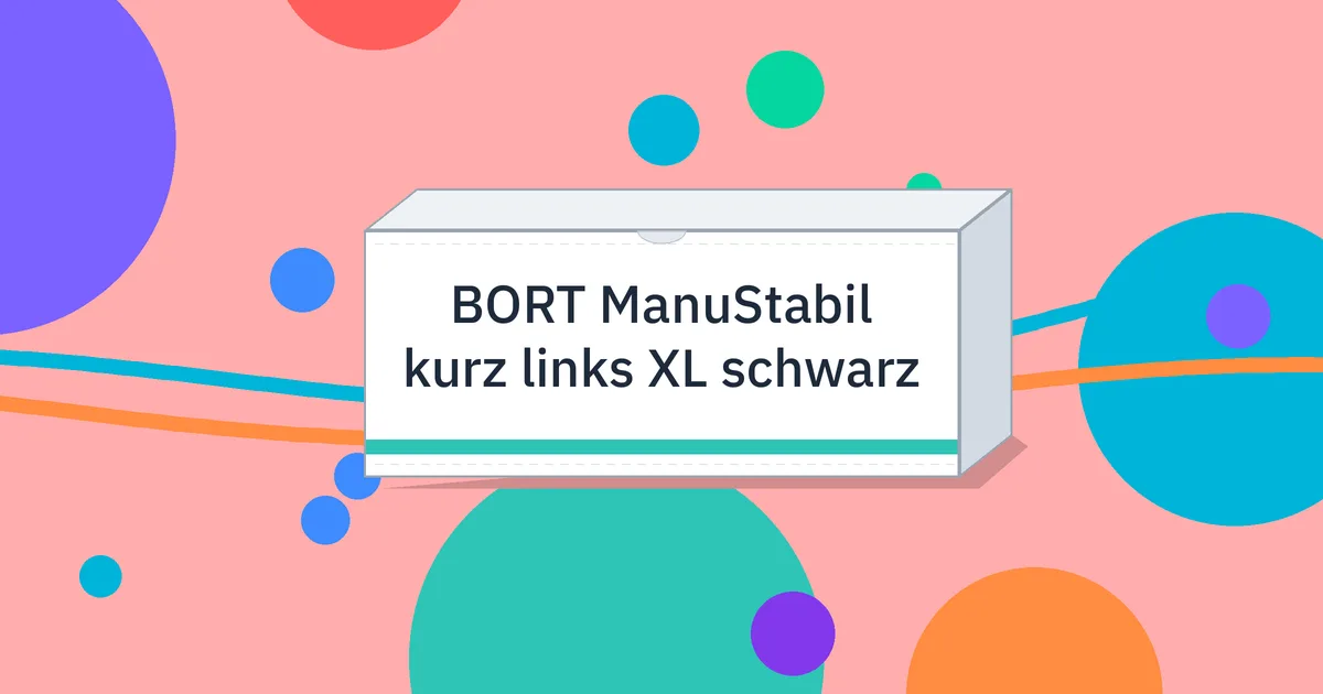 Symbolbild: Packung mit der Aufschrift BORT ManuStabil kurz links XL schwarz (PZN 05539904) – Verfügbarkeit und Bezug in Apotheken in Frankfurt am Main