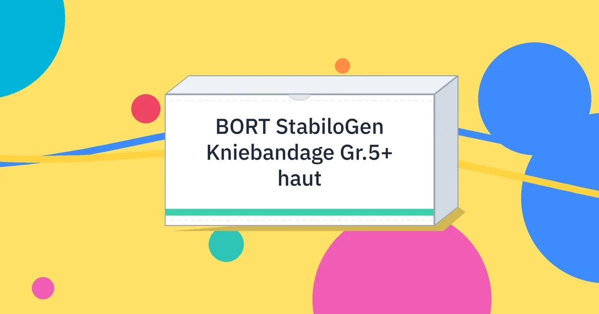 Symbolbild: Packung mit der Aufschrift BORT StabiloGen Kniebandage Gr.5+ haut (PZN 16846839) – Verfügbarkeit und Bezug in Apotheken in Frankfurt am Main