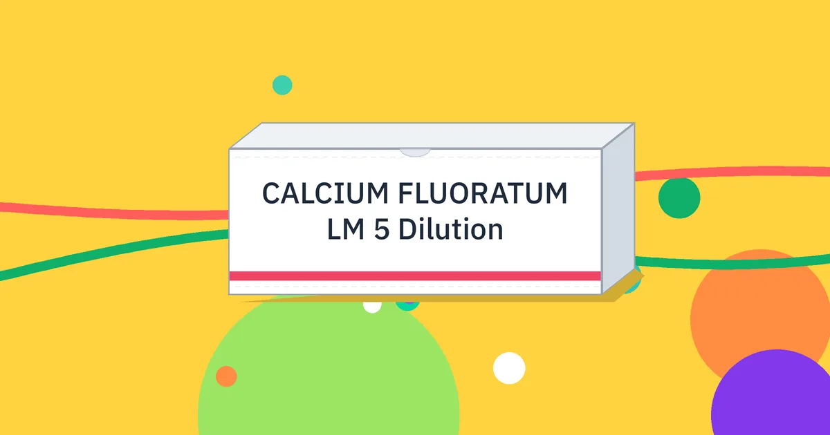 Symbolbild: Packung mit der Aufschrift CALCIUM FLUORATUM LM 5 Dilution (PZN 12804287) – Verfügbarkeit und Bezug in Apotheken in Frankfurt am Main