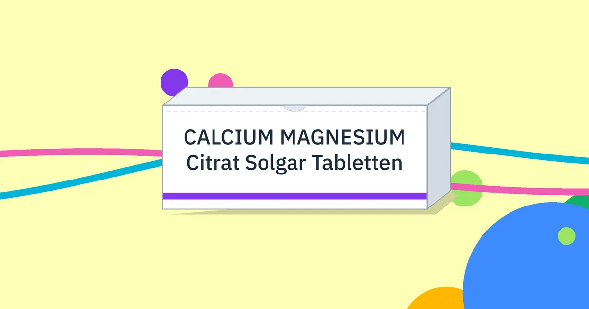 Symbolbild: Packung mit der Aufschrift CALCIUM MAGNESIUM Citrat Solgar Tabletten (PZN 00364251) – Verfügbarkeit und Bezug in Apotheken in Frankfurt am Main