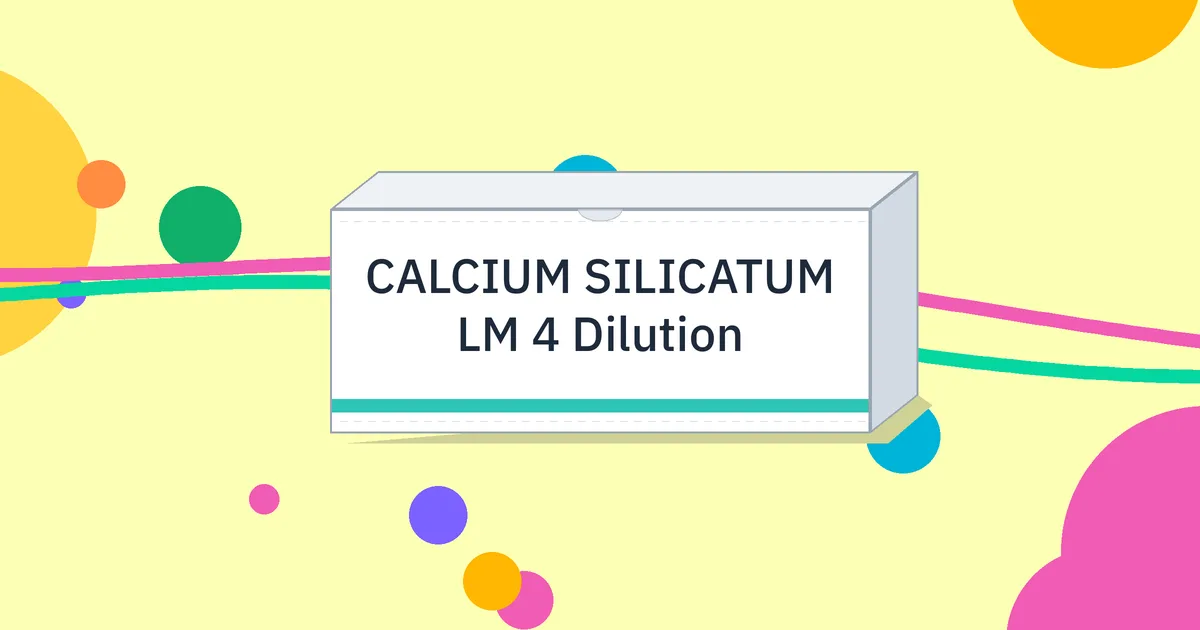 Symbolbild: Packung mit der Aufschrift CALCIUM SILICATUM LM 4 Dilution (PZN 13413318) – Verfügbarkeit und Bezug in Apotheken in Frankfurt am Main