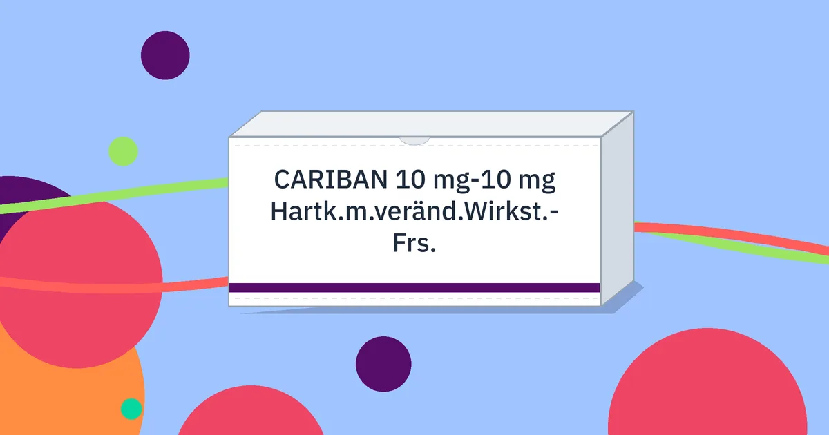 Symbolbild: Packung mit der Aufschrift CARIBAN 10 mg-10 mg Hartk.m.veränd.Wirkst.-Frs. (PZN 18368798) – Verfügbarkeit und Bezug in Apotheken in Frankfurt am Main