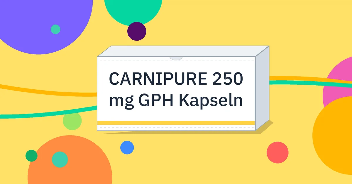 Symbolbild: Packung mit der Aufschrift CARNIPURE 250 mg GPH Kapseln (PZN 09115472) – Verfügbarkeit und Bezug in Apotheken in Frankfurt am Main