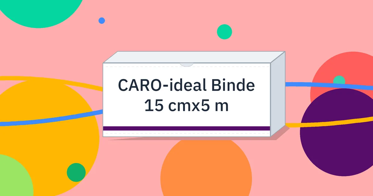 Symbolbild: Packung mit der Aufschrift CARO-ideal Binde 15 cmx5 m (PZN 11670413) – Verfügbarkeit und Bezug in Apotheken in Frankfurt am Main