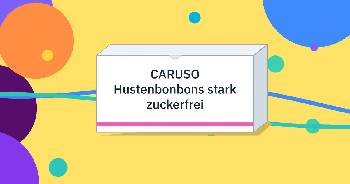 Symbolbild: Packung mit der Aufschrift CARUSO Hustenbonbons stark zuckerfrei (PZN 18004197) – Verfügbarkeit und Bezug in Apotheken in Frankfurt am Main