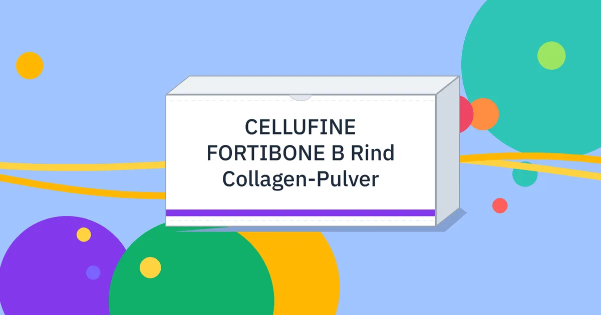 Symbolbild: Packung mit der Aufschrift CELLUFINE FORTIBONE B Rind Collagen-Pulver (PZN 19732303) – Verfügbarkeit und Bezug in Apotheken in Frankfurt am Main