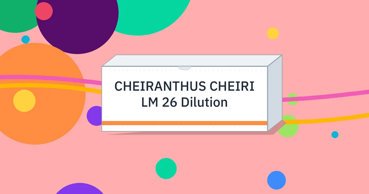 Symbolbild: Packung mit der Aufschrift CHEIRANTHUS CHEIRI LM 26 Dilution (PZN 13439594) – Verfügbarkeit und Bezug in Apotheken in Frankfurt am Main
