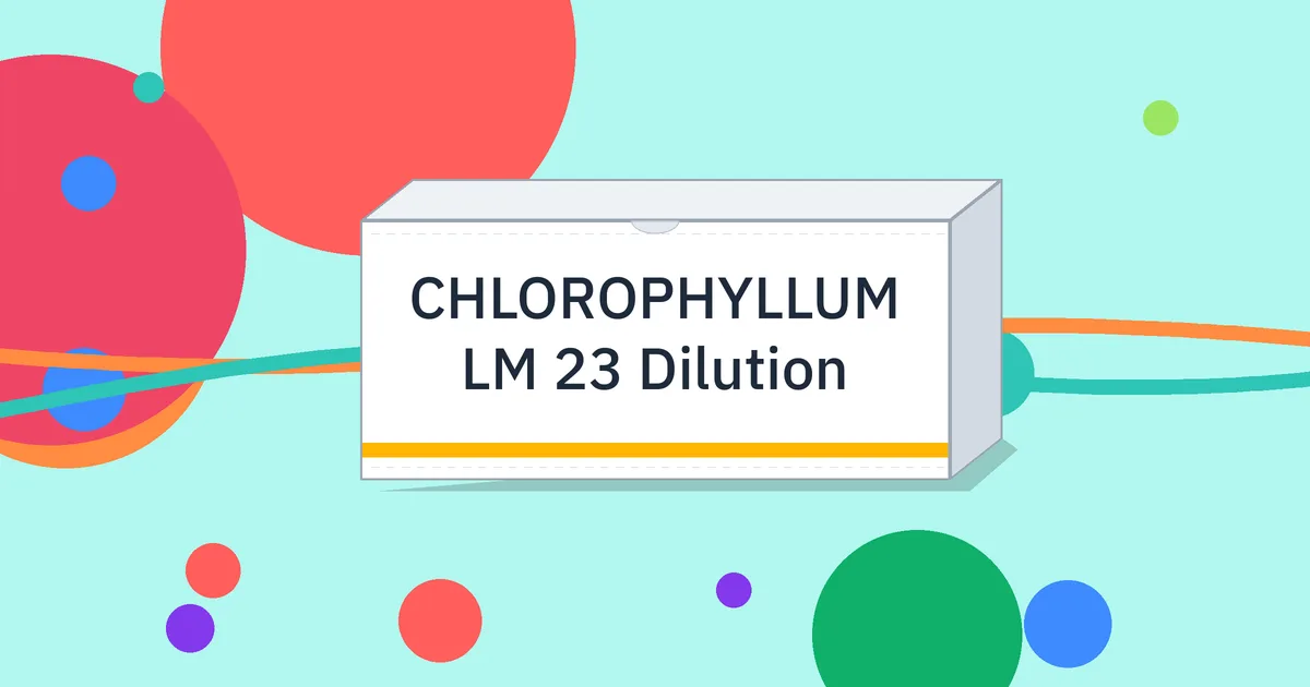 Symbolbild: Packung mit der Aufschrift CHLOROPHYLLUM LM 23 Dilution (PZN 13445152) – Verfügbarkeit und Bezug in Apotheken in Frankfurt am Main