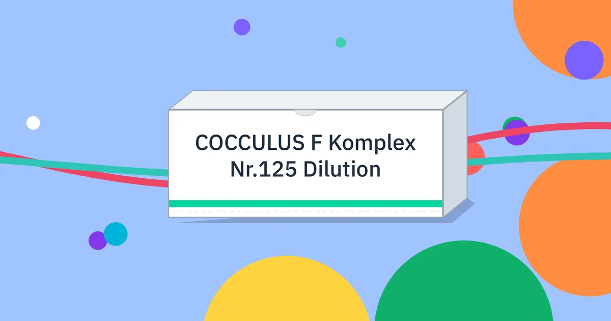 Symbolbild: Packung mit der Aufschrift COCCULUS F Komplex Nr.125 Dilution (PZN 04484696) – Verfügbarkeit und Bezug in Apotheken in Frankfurt am Main