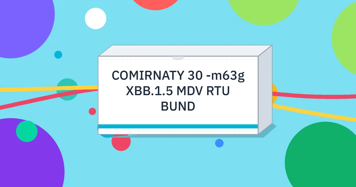 Symbolbild: Packung mit der Aufschrift COMIRNATY 30 -m63g XBB.1.5 MDV RTU BUND (PZN 18910240) – Verfügbarkeit und Bezug in Apotheken in Frankfurt am Main