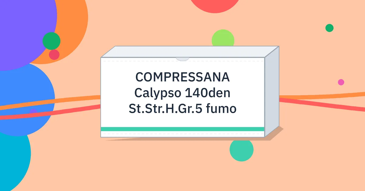 Symbolbild: Packung mit der Aufschrift COMPRESSANA Calypso 140den St.Str.H.Gr.5 fumo (PZN 07720329) – Verfügbarkeit und Bezug in Apotheken in Frankfurt am Main