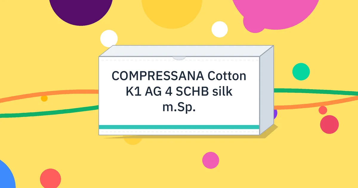 Symbolbild: Packung mit der Aufschrift COMPRESSANA Cotton K1 AG 4 SCHB silk m.Sp. (PZN 16959785) – Verfügbarkeit und Bezug in Apotheken in Frankfurt am Main