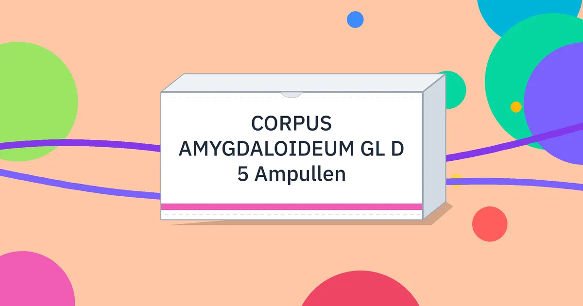 Symbolbild: Packung mit der Aufschrift CORPUS AMYGDALOIDEUM GL D 5 Ampullen (PZN 02915123) – Verfügbarkeit und Bezug in Apotheken in Frankfurt am Main