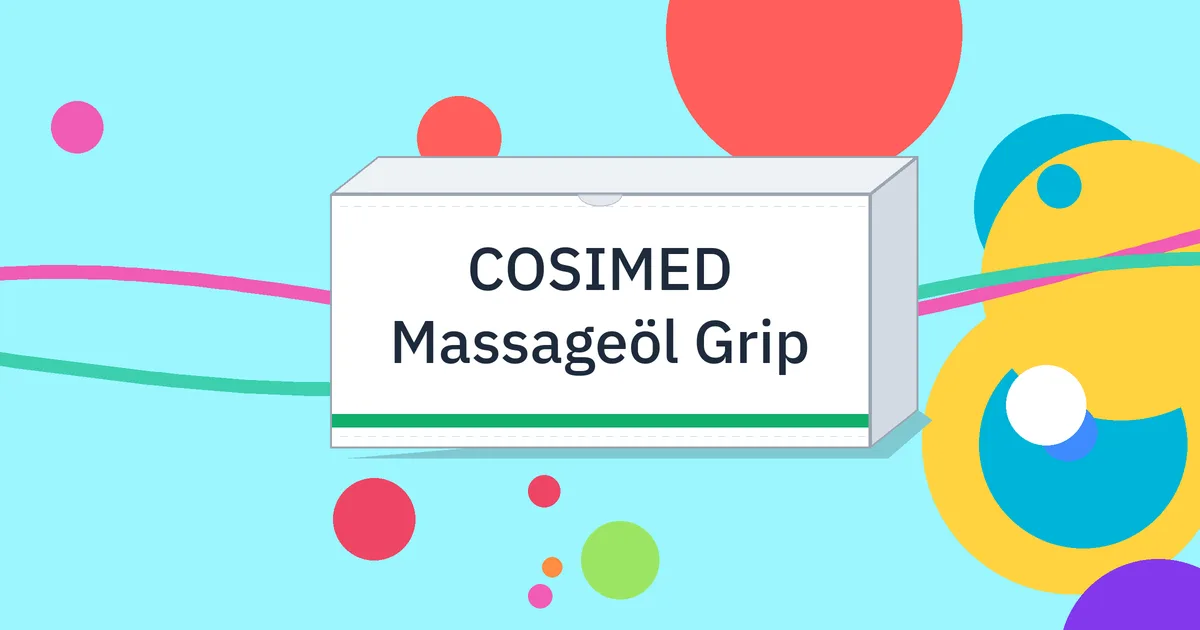 Symbolbild: Packung mit der Aufschrift COSIMED Massageöl Grip (PZN 15745823) – Verfügbarkeit und Bezug in Apotheken in Frankfurt am Main