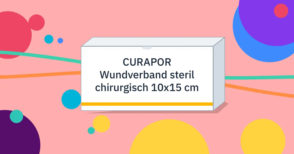 Symbolbild: Packung mit der Aufschrift CURAPOR Wundverband steril chirurgisch 10x15 cm (PZN 13912470) – Verfügbarkeit und Bezug in Apotheken in Frankfurt am Main