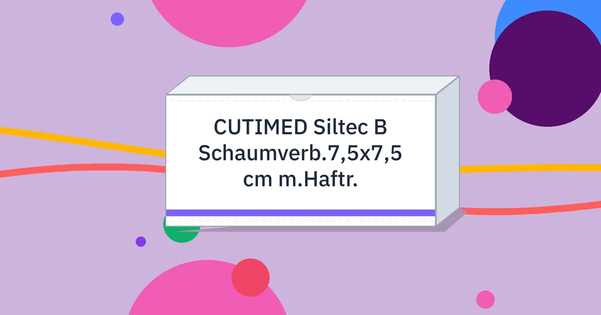 Symbolbild: Packung mit der Aufschrift CUTIMED Siltec B Schaumverb.7,5x7,5 cm m.Haftr. (PZN 19699830) – Verfügbarkeit und Bezug in Apotheken in Frankfurt am Main