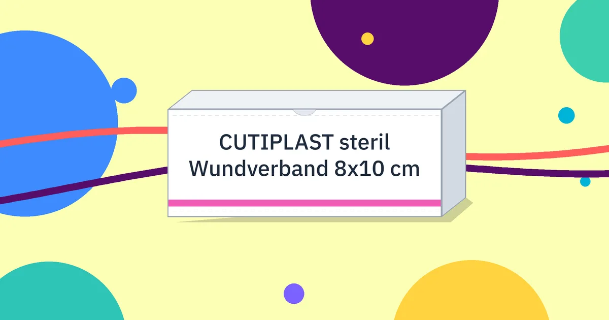 Symbolbild: Packung mit der Aufschrift CUTIPLAST steril Wundverband 8x10 cm (PZN 16751607) – Verfügbarkeit und Bezug in Apotheken in Frankfurt am Main