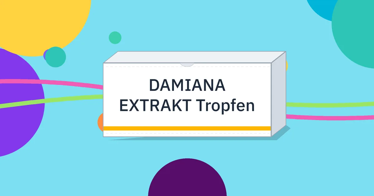 Symbolbild: Packung mit der Aufschrift DAMIANA EXTRAKT Tropfen (PZN 20211041) – Verfügbarkeit und Bezug in Apotheken in Frankfurt am Main